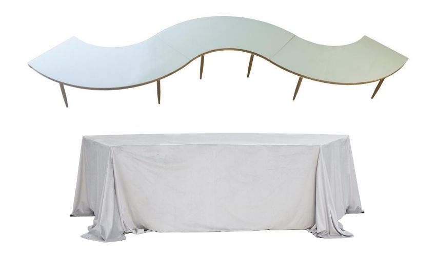 Serpentine (Wave) Tables & Linens — Dubai Rental