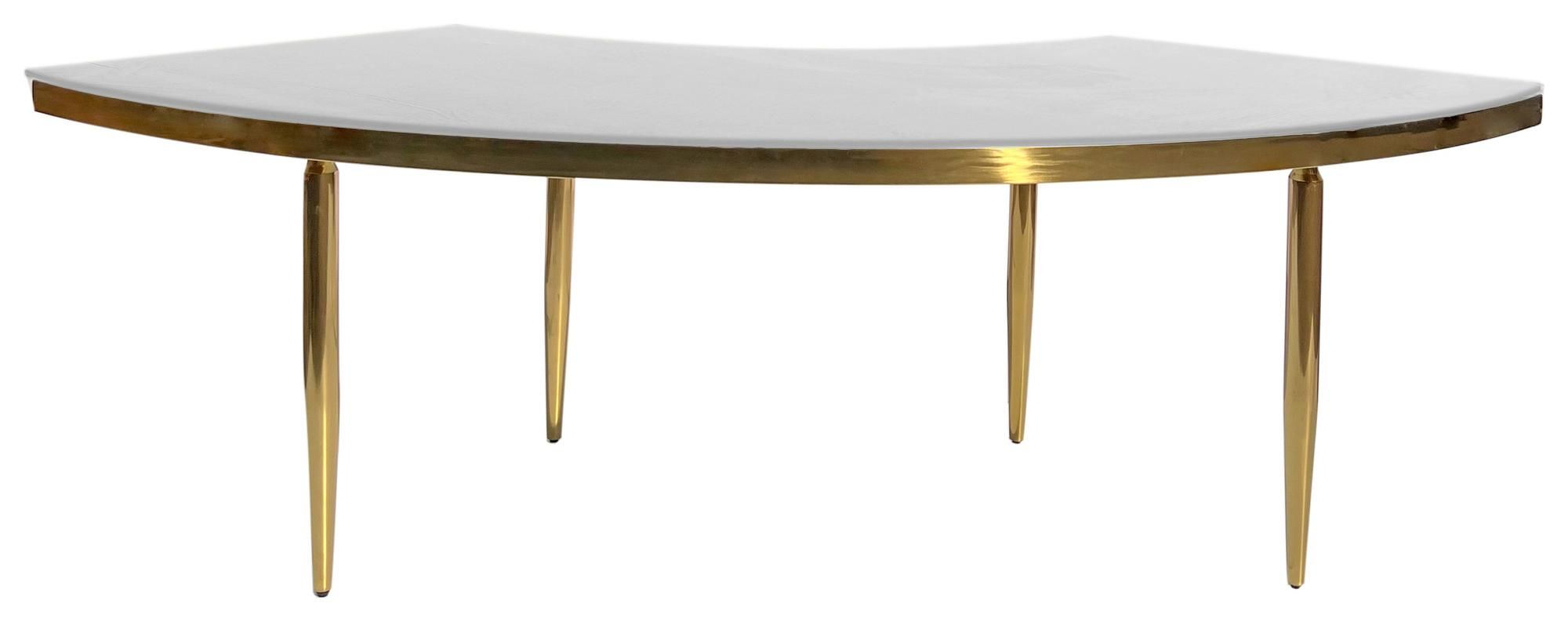 1 section gold GABLE serpentine table with WHITE VELVET top #101
