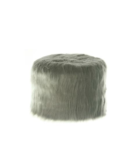 Round NORMAN FUR pouf – small, green fur #824